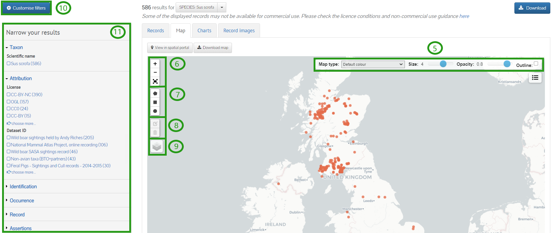 Viewing species information on a map - NBN Documentation