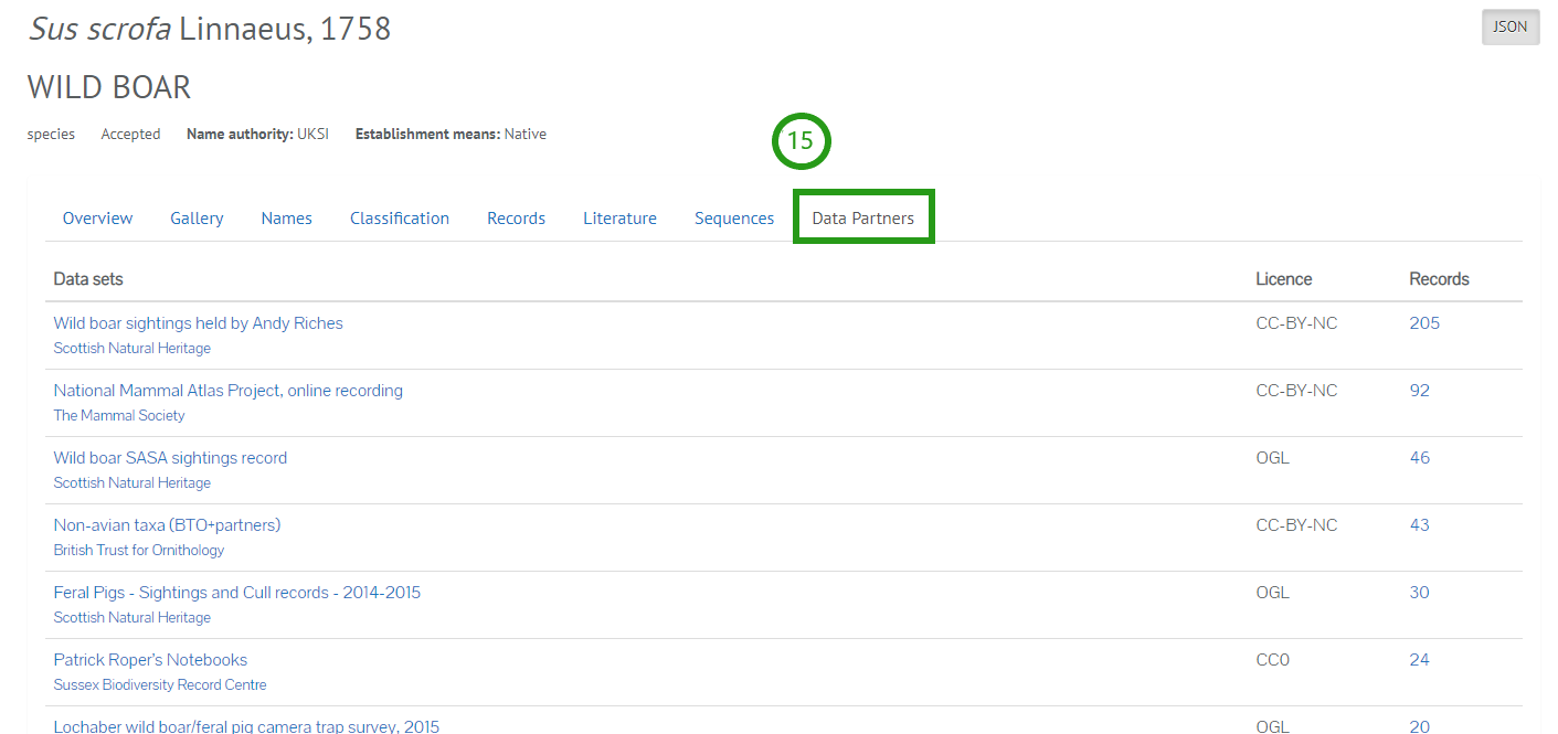 Finding basic species information - NBN Documentation