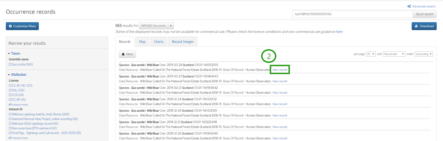 Viewing species records - NBN Documentation