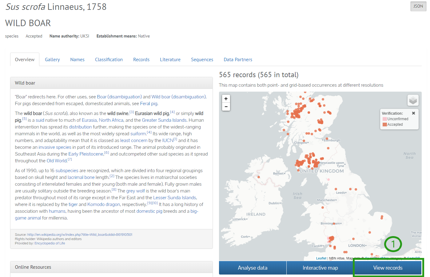 Viewing species records - NBN Documentation